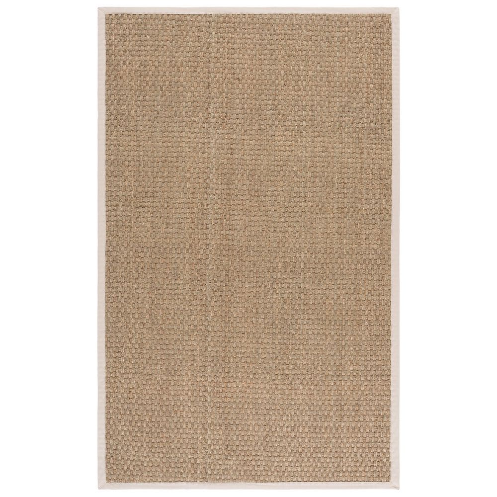 SAFAVIEH Natural Fiber Natural/Ivory 5 ft. x 8 ft. Border Woven Area ...