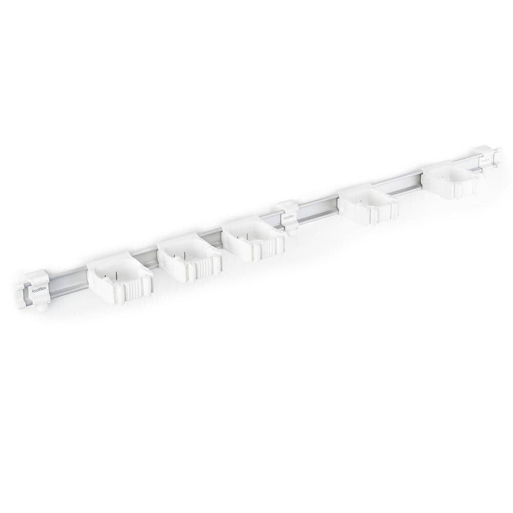 TOOLFLEX 37 in. Universal Garage Storage Rail System with 5 White One ...