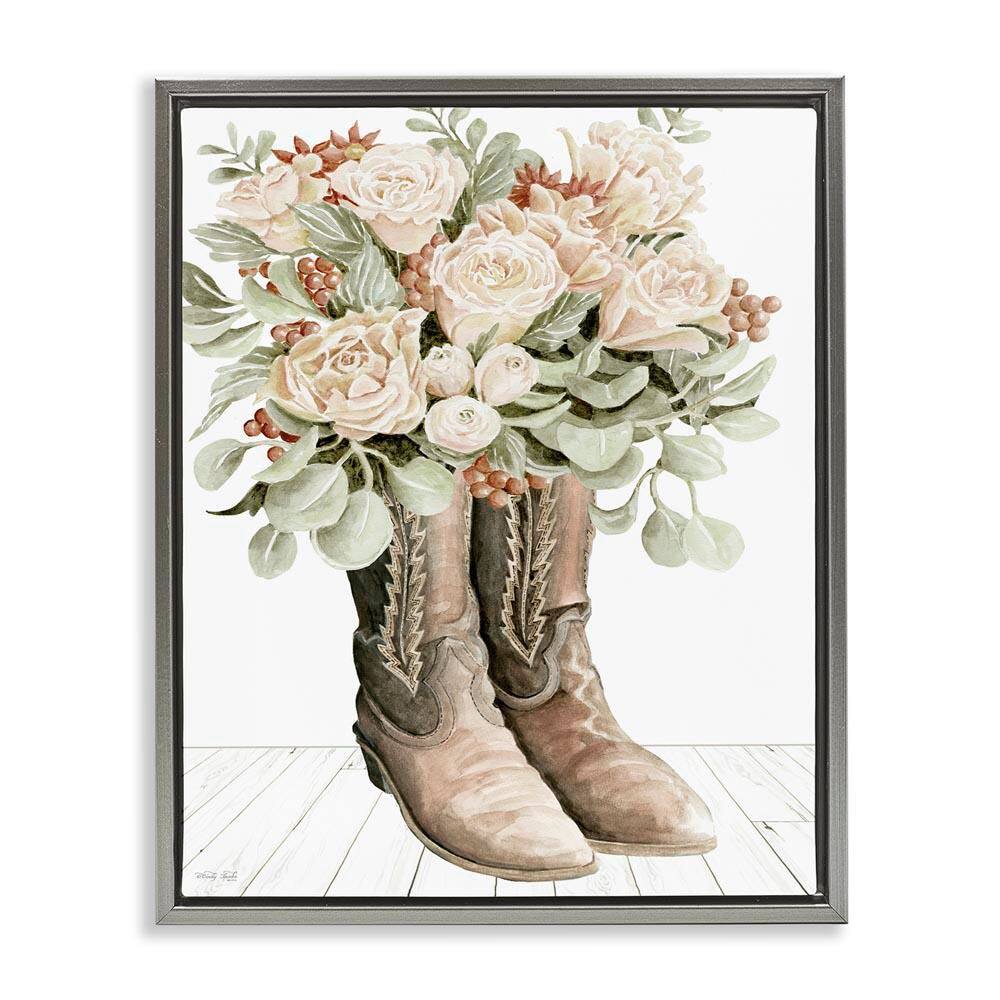 Stupell Industries Chic Bouquet Boots by Cindy Jacobs Gray Floater ...