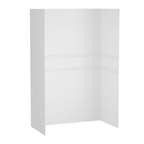 AZUPIN 36 in. L x 60 in. W x 78 in. H Solid Surface 3-Piece Direct-To ...