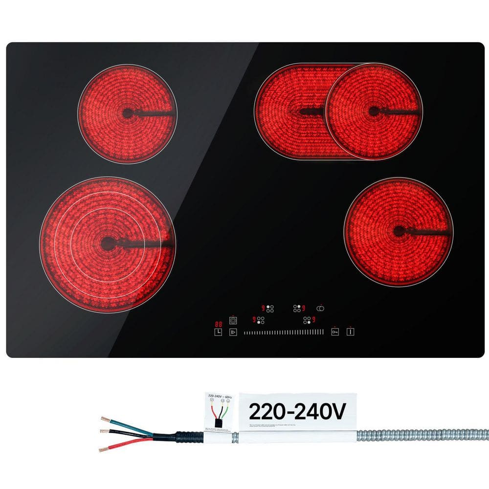 SKYSHALO Built in Electric Stove Top 30.3 x 20.5 in. 4 Burners 240 Volt ...