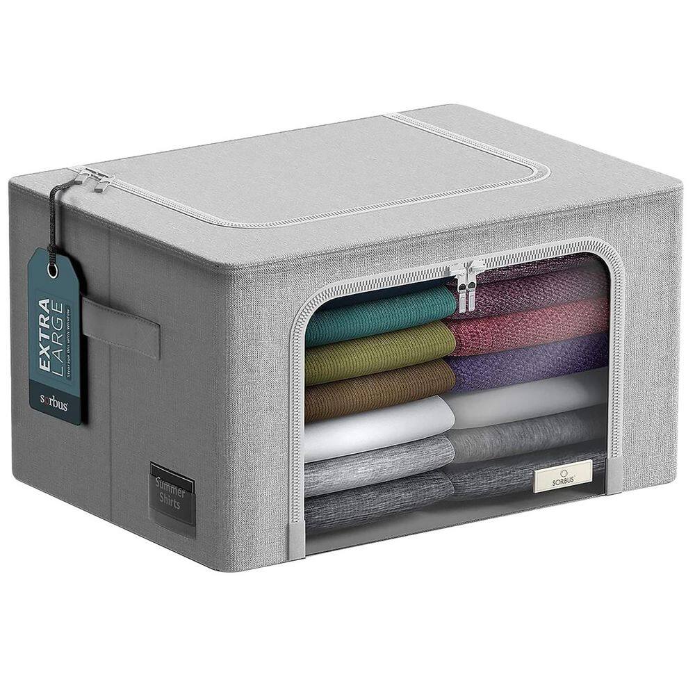 Sorbus Gray 24 in. x 14 in. Fabric Decorative Box Set of 1, Jumbo ...