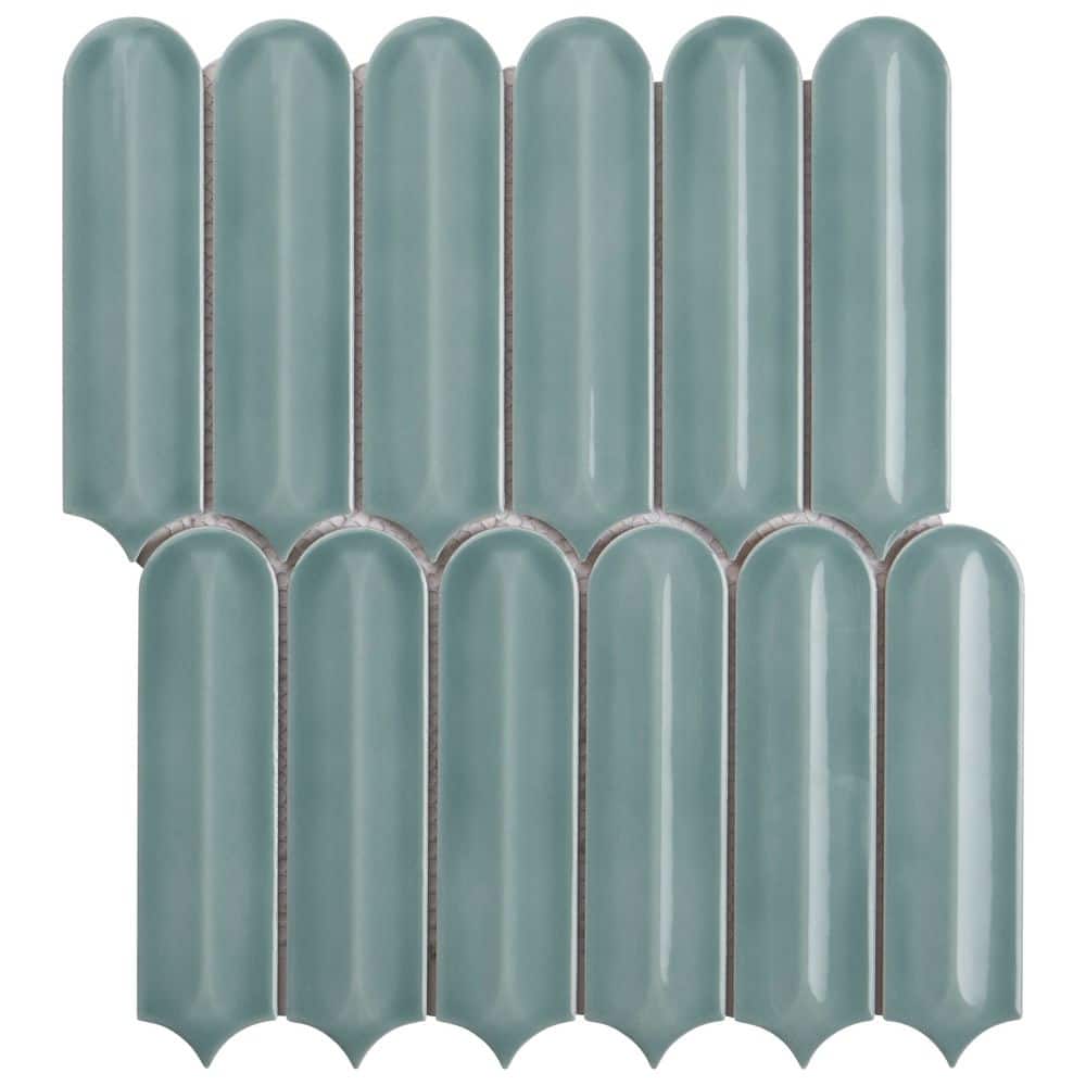 Ivy Hill Tile Medley Feather Marine Blue 4 in. x 0.35 in. Glossy ...