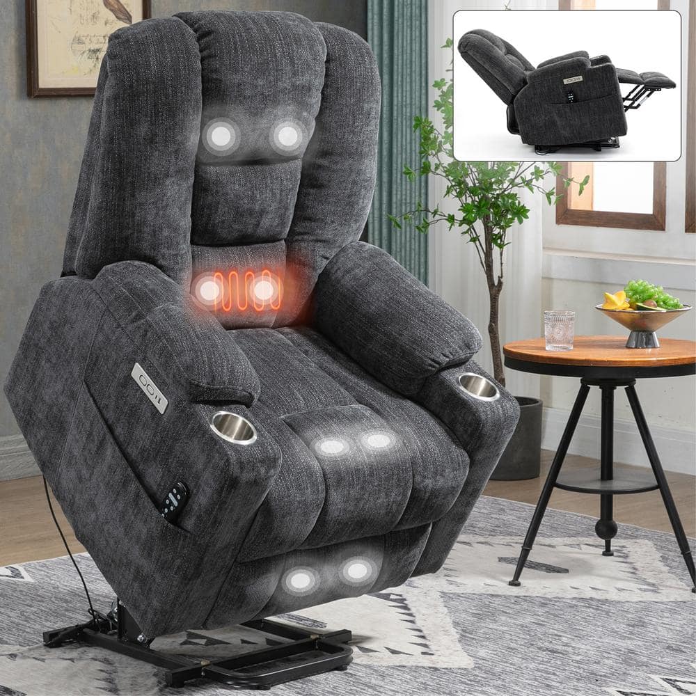 Boyel Living Large Power Lift Recliner Chair with Massage and Heat for Elderly Overstuffed Wide Recliners Heavy Duty Motion Mechanism with USB and Typ