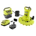 RYOBI ONE+ 18V 1/6 hp. Submersible Pump with 4Ah Battery and Charger ...