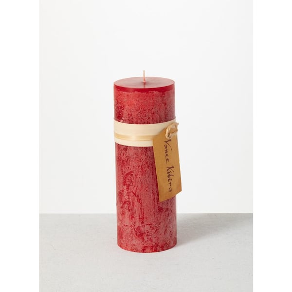 Vance Kitira 9" Cranberry Timber Pillar Candle CT247CRB - The Home Depot