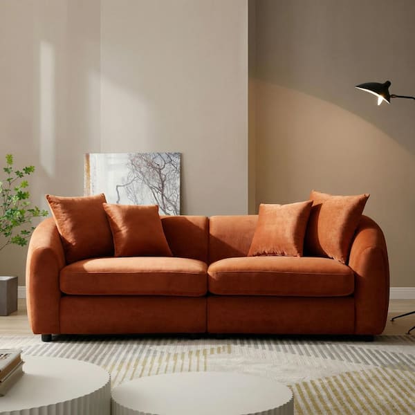 Harper & Bright Designs 87 in. W Mid-Century Modern Slope Arm Velvet ...