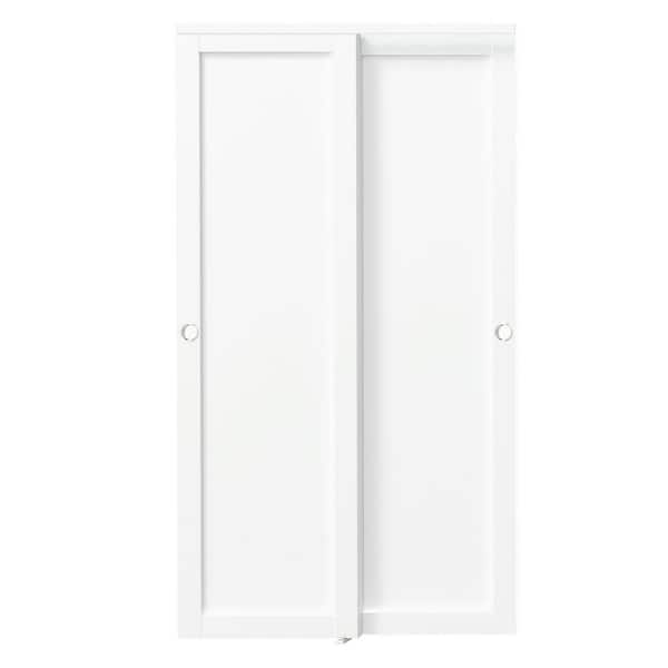 TENONER 48 in. x 80 in. White PVC Covering 1 Panel MDF. Sliding Door ...