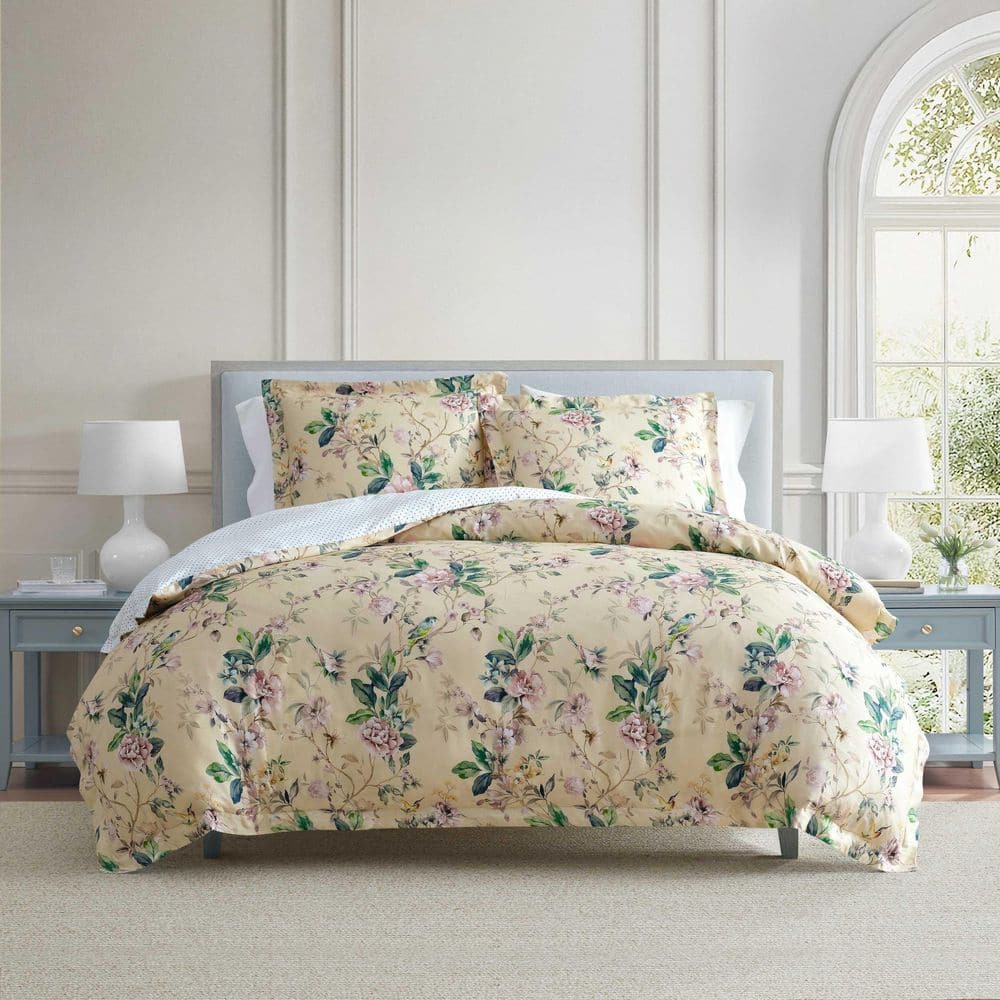 Songbird 2-Piece Yellow/Pink Cotton Sateen Twin Comforter Set A0011284 ...