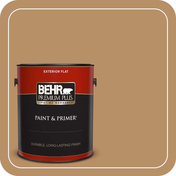 BEHR PREMIUM PLUS 1 gal. #S260-5 Almond Roca Flat Exterior Paint ...