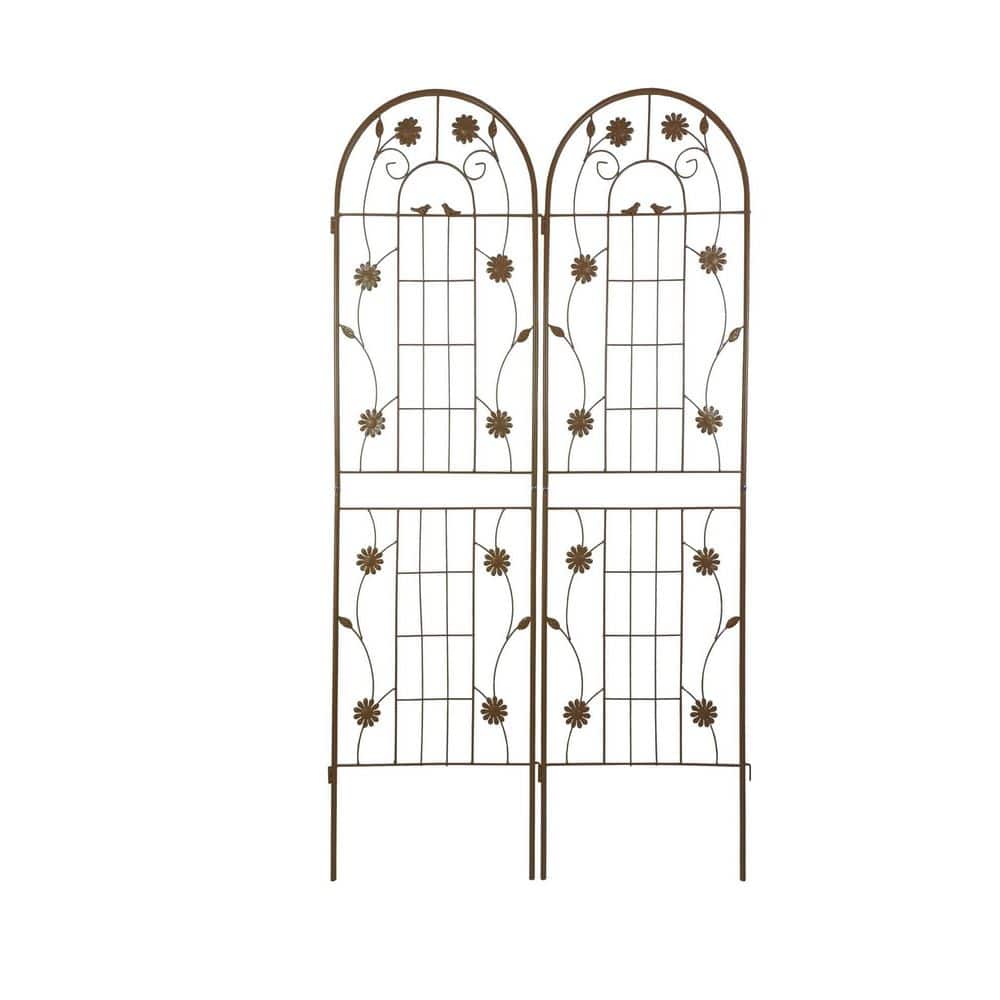 Tenleaf 2-Piece Brown Metal Garden Trellis 19.7" x 71 in. Rustproof ...