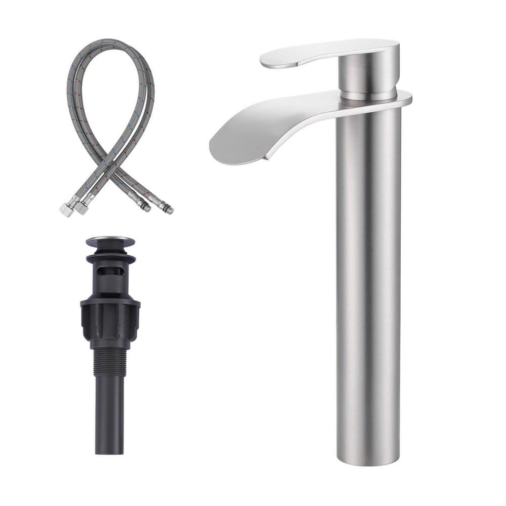 ANiFLUX Stainless Steel Waterfall Bathroom Faucet Single Handle Hot and ...
