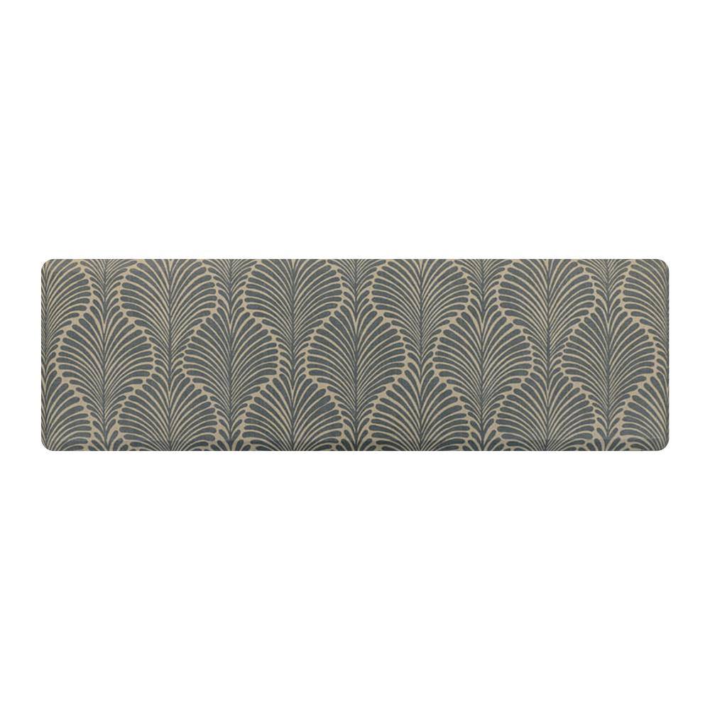 Bungalow Flooring Sole Comfort Palm Fronds 22 in. x 72 in. Blue on ...