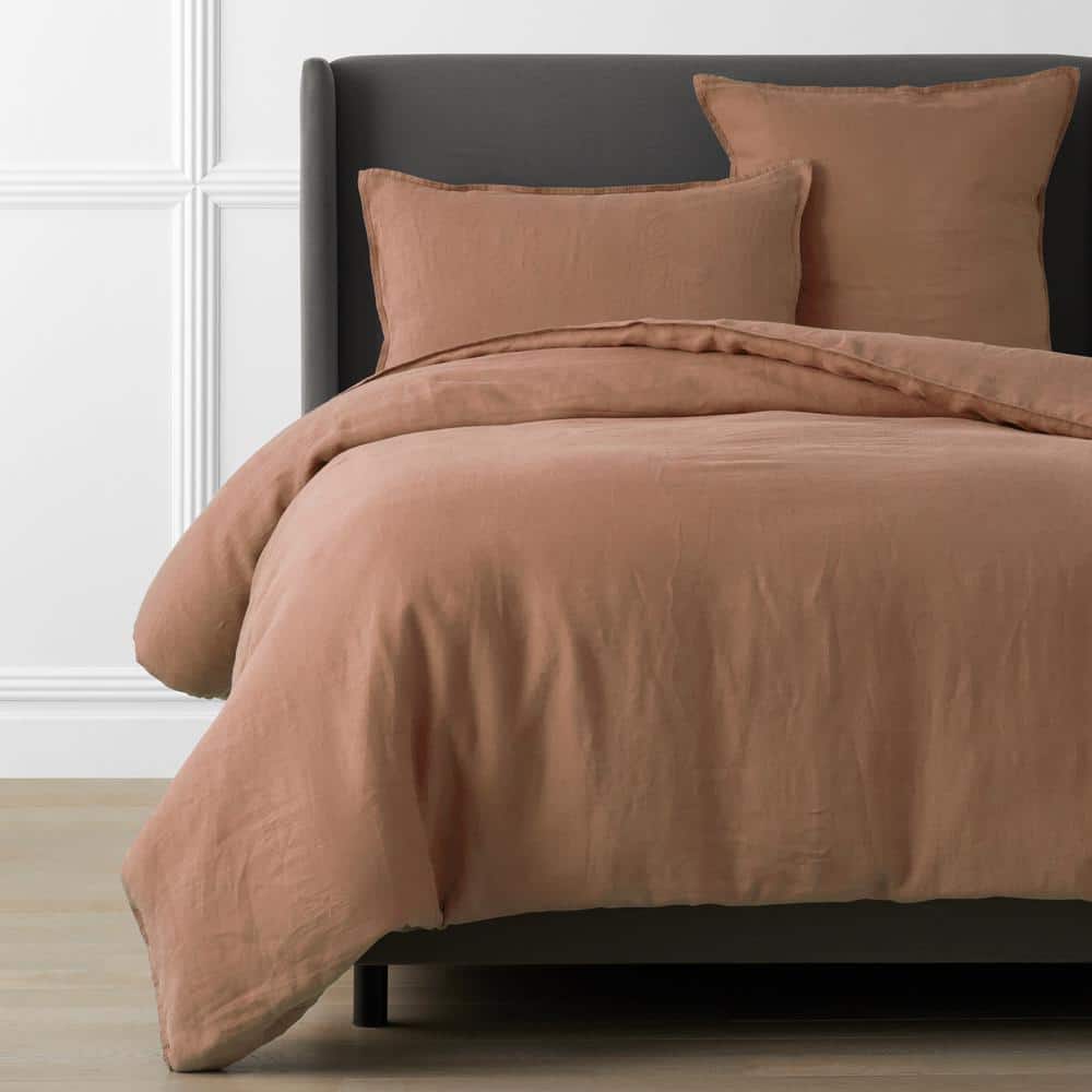 The Company Store Legends Hotel Terracotta Washed Linen King Duvet ...