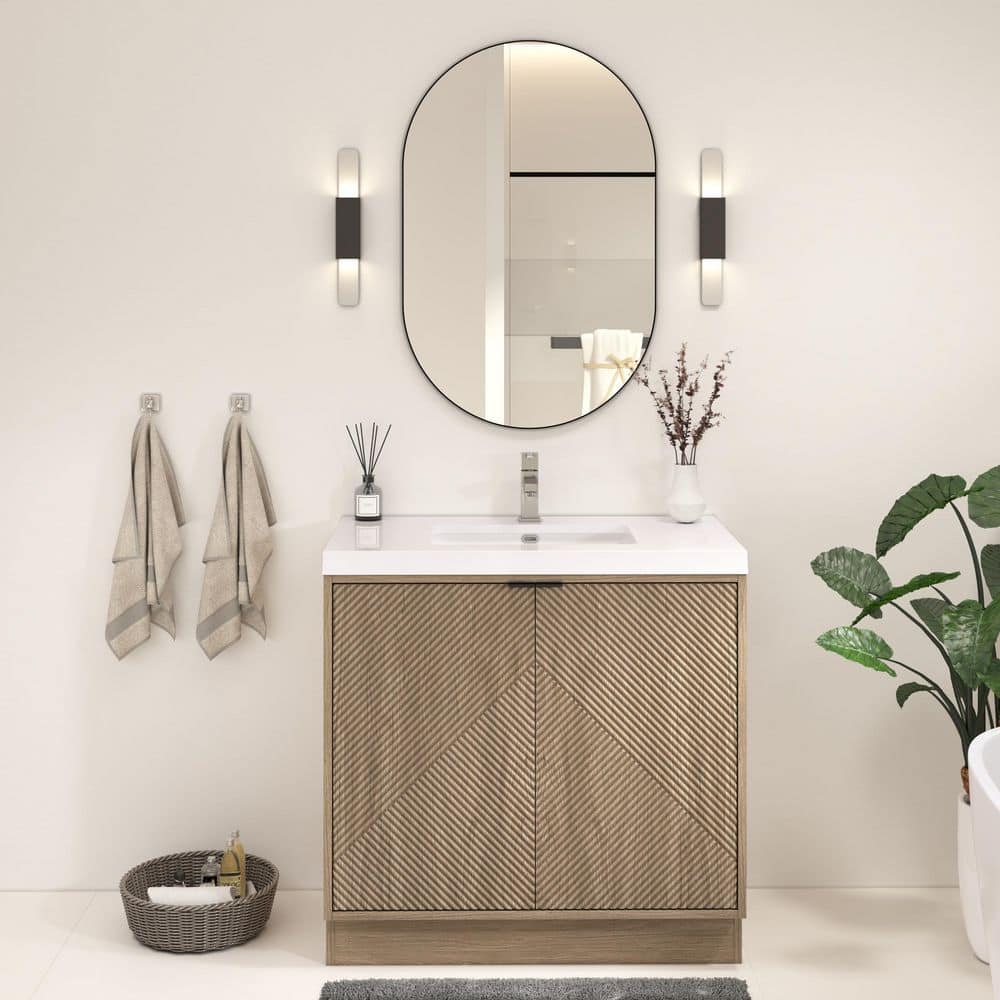 BV Better Vanity Mason 35 in. W x 20 in. D x 35 in. H Single Sink White ...