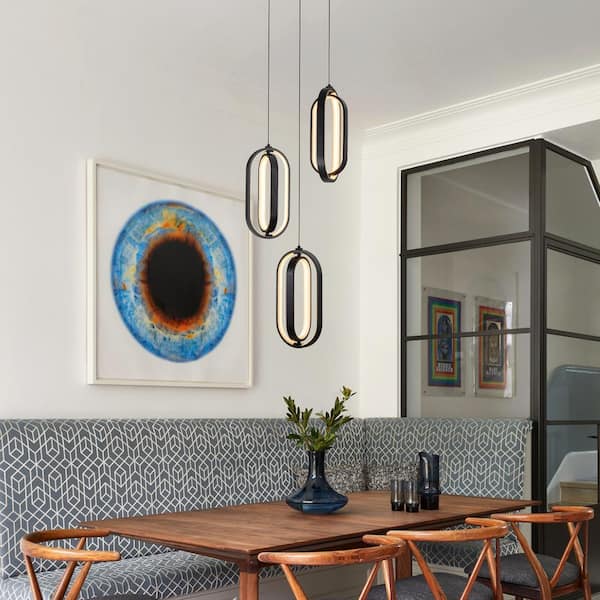 LLHZSY 46-Watt 6-Light Black Integrated LED Linear Hanging Pendant ...