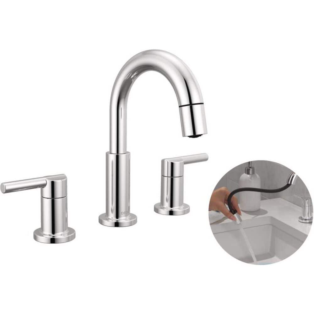 Delta Nicoli Pull-Down Spout 8 in. Widespread Double Handle Bathroom ...