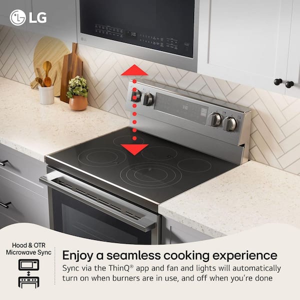 LG 30 in., 6.3 cu. ft. Smart Wi-Fi True Convection Insta View 5-Burner ...