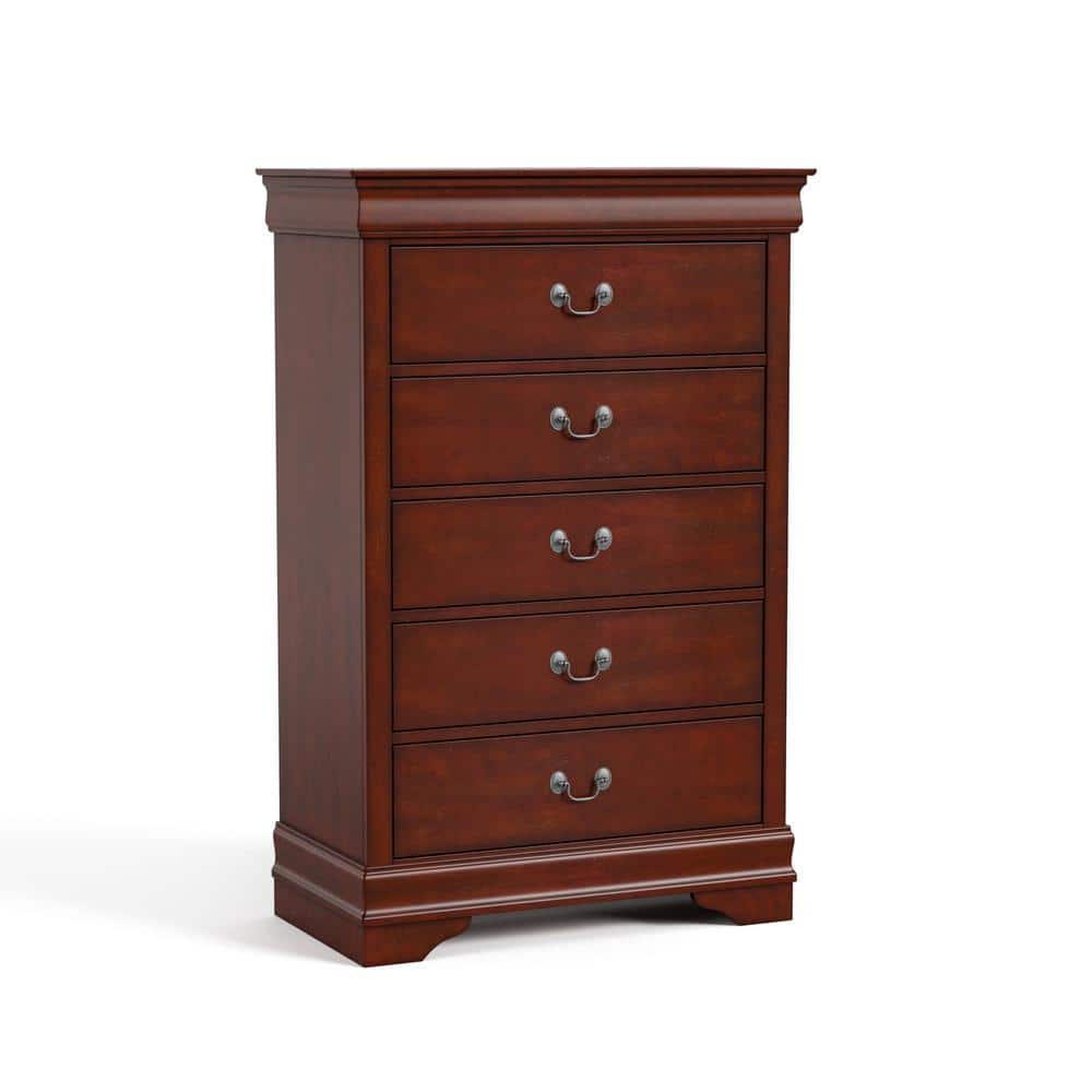 Furniture of America Burkhart Cherry 5-Drawer 31.5 in. Wide Chest of ...