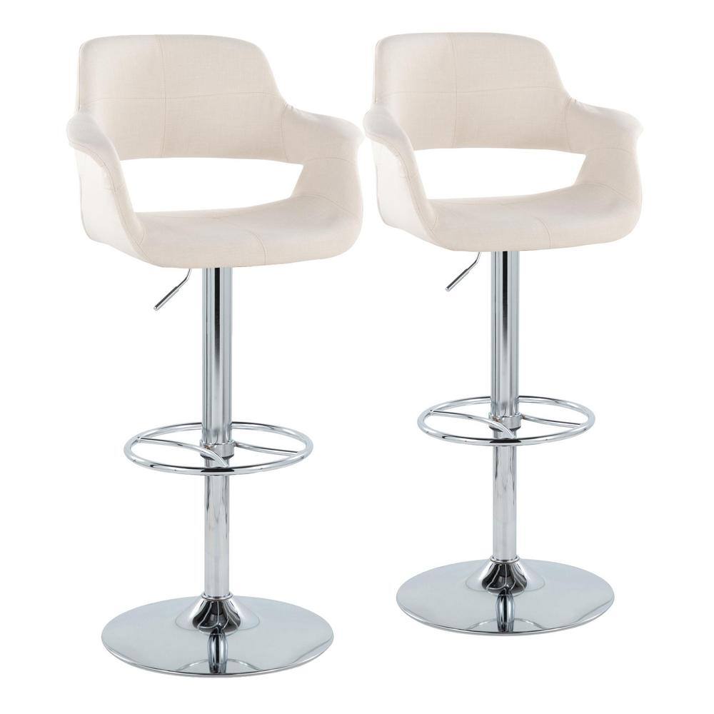 Lumisource Vintage Flair 47 in. Cream Fabric and Chrome Metal High Back ...