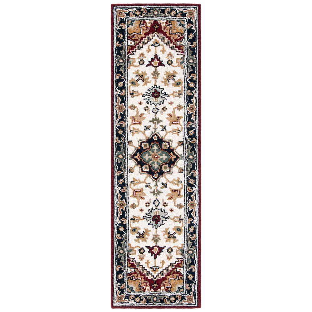 SAFAVIEH Heritage Ivory/Red 2 ft. x 8 ft. Border Floral Medallion ...