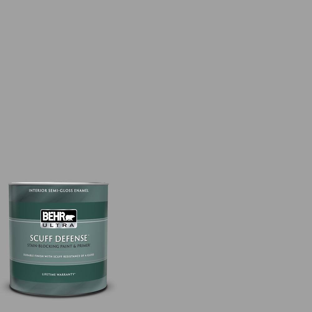 BEHR ULTRA 1 qt. #PPU26-06 Elemental Gray Extra Durable Semi-Gloss ...