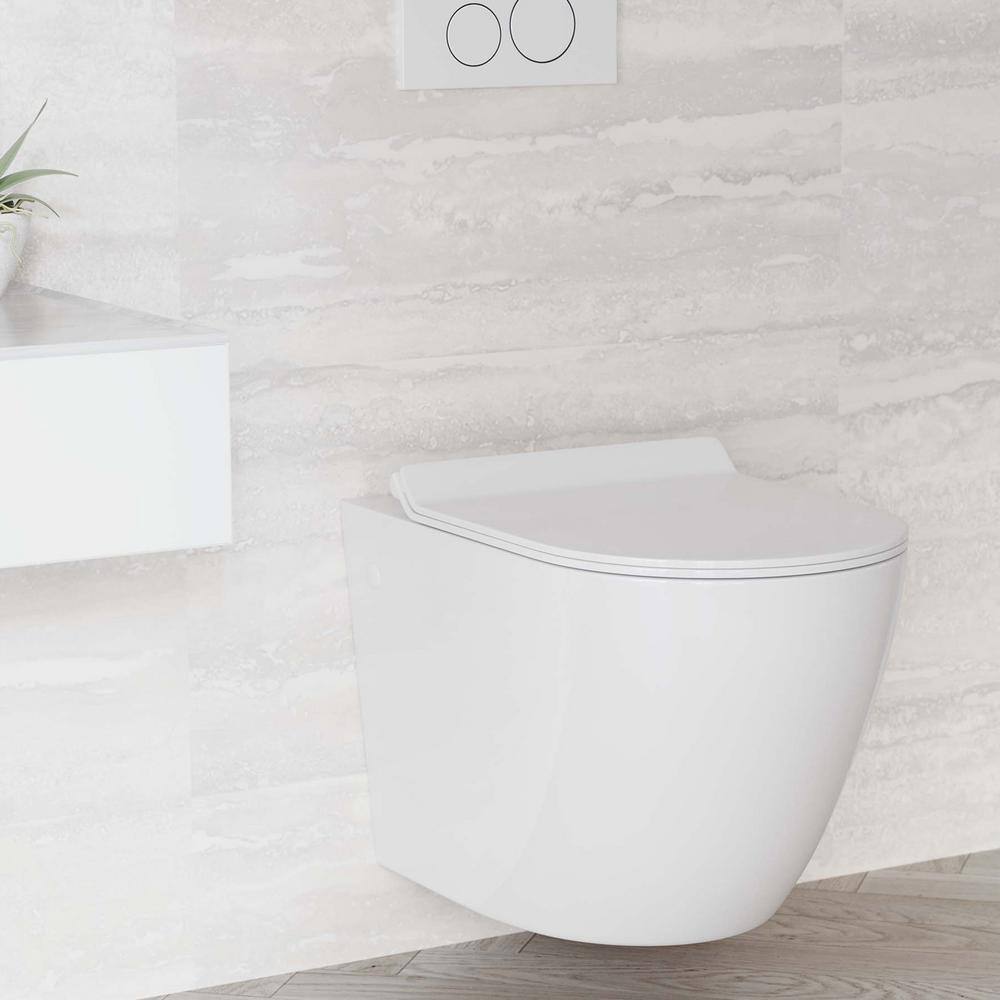 Swiss Madison St. Tropez Wall Hung Elongated Toilet Bundle in Glossy ...