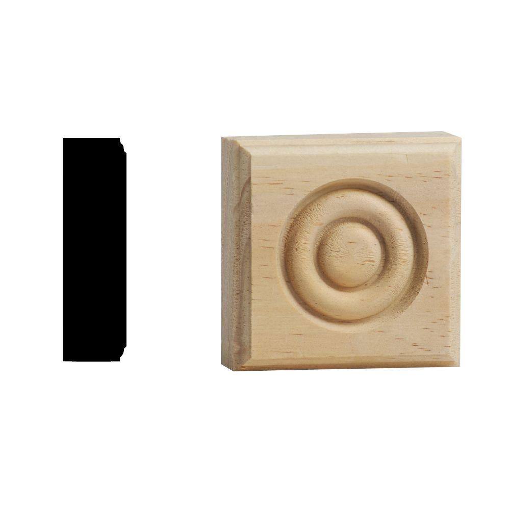 Woodgrain Millwork 3-3/4 in. x 3-3/4 in. x 3-3/4 in. Oak Rosette Block ...