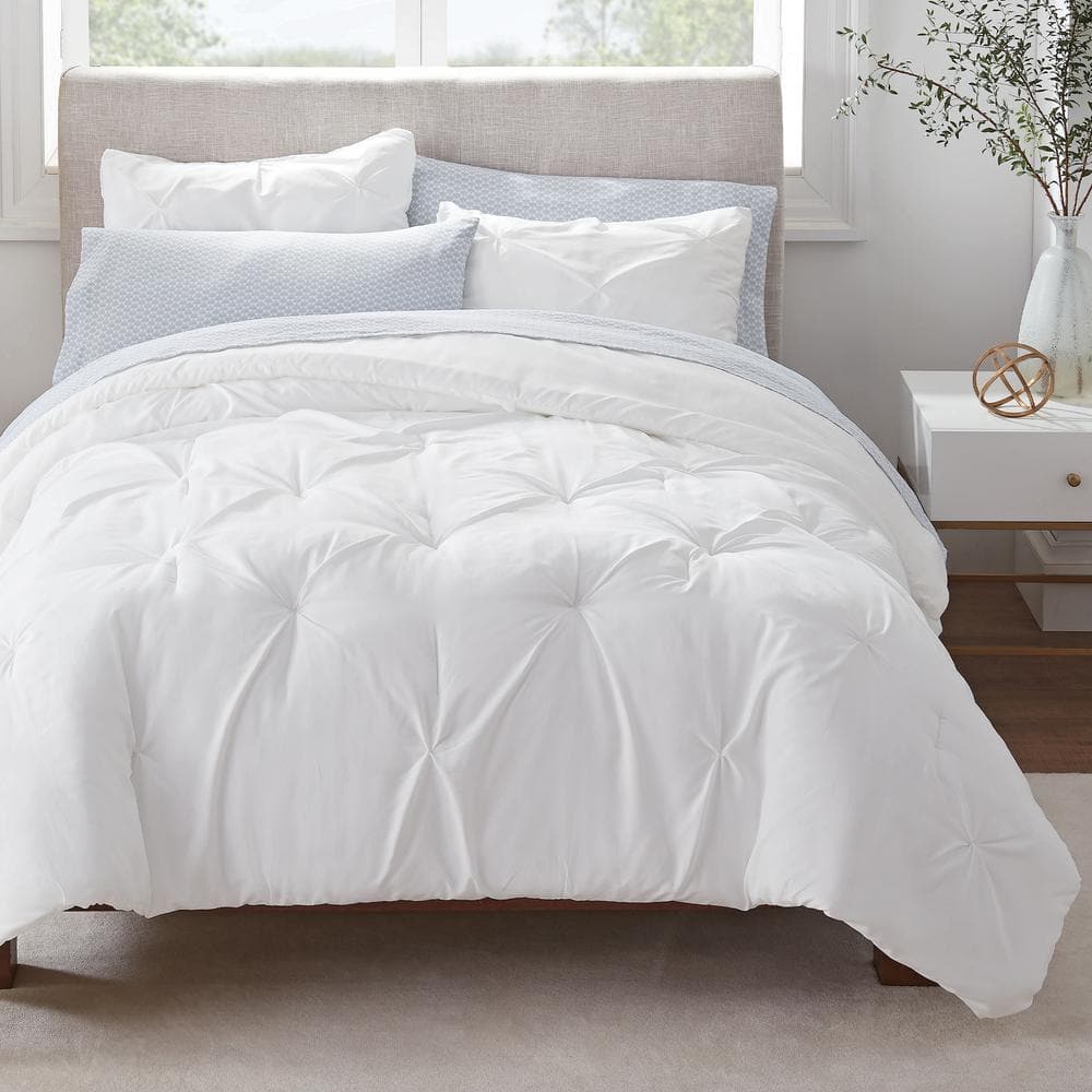 Serta Simply Clean 7 Piece Pleated Bedding Set with Comforter, Bed ...