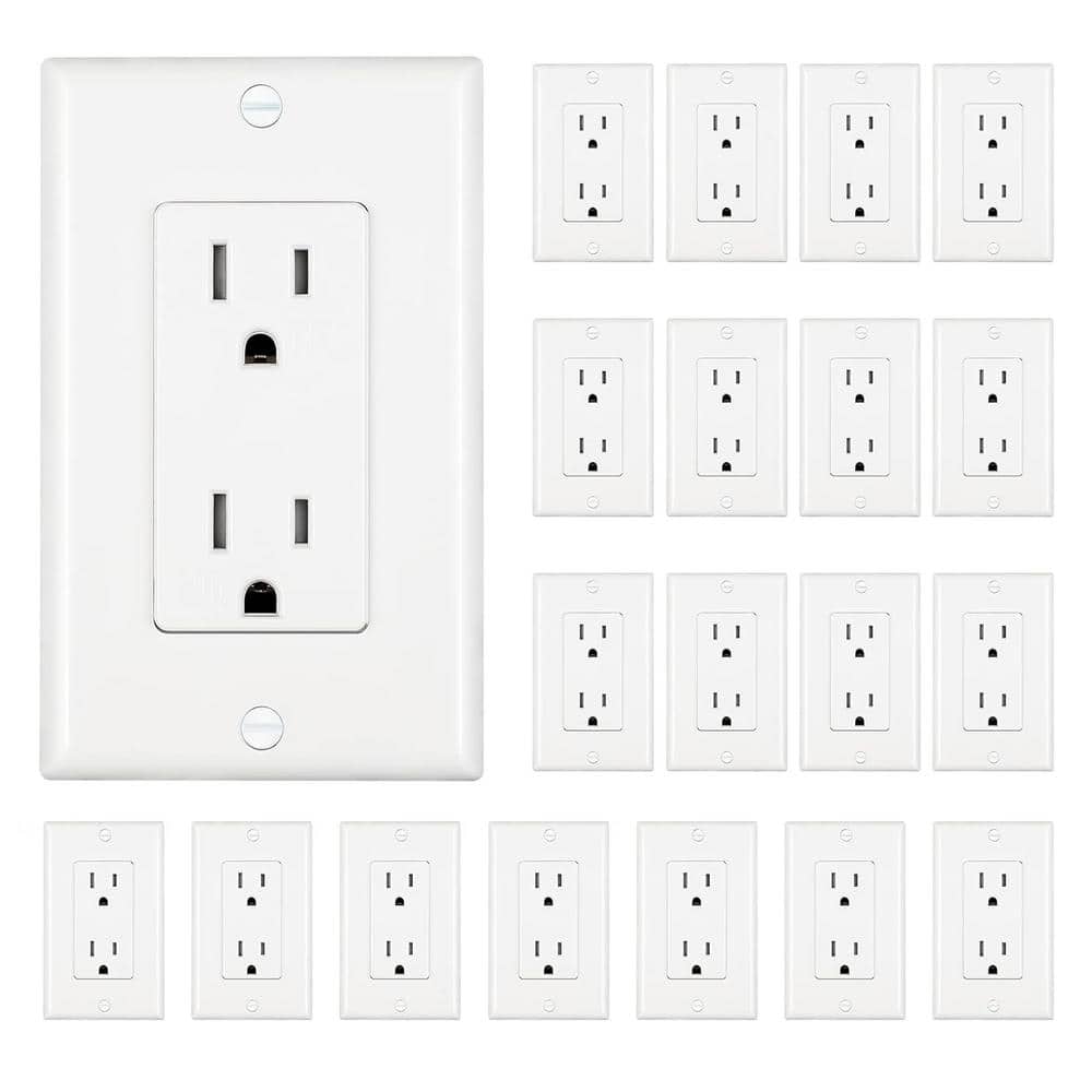 DEWENWILS Decorator Receptacle Outlet, 20-Pack Standard Wall Outlets ...