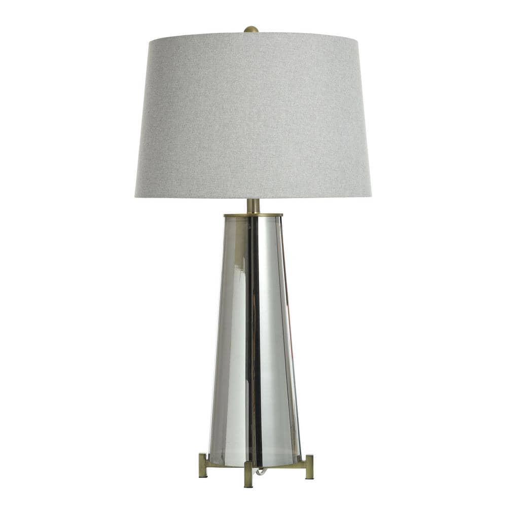 StyleCraft Grey Smoke Table Lamp with Gray Linen Shade 33 in. L333772DS ...