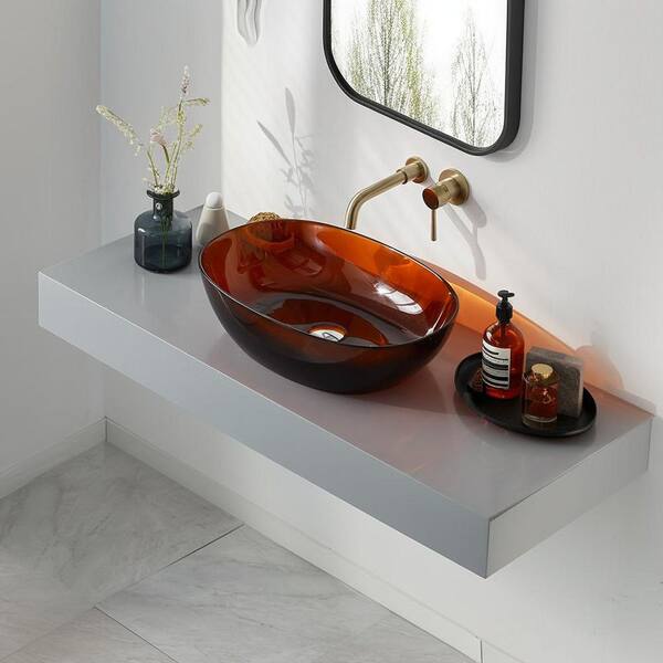Xspracer Moray 22.05 in. Resin Vessel Oval Modern Bathroom Sink in Red ...