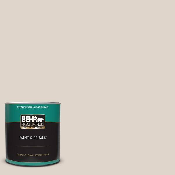 BEHR PREMIUM PLUS 1 qt. #N230-1 Castle Beige Semi-Gloss Enamel Exterior ...
