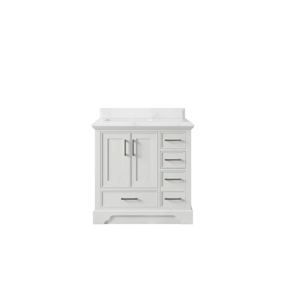 Willow Collections Charlotte 36 in. Left Offset Sink Freestanding White ...