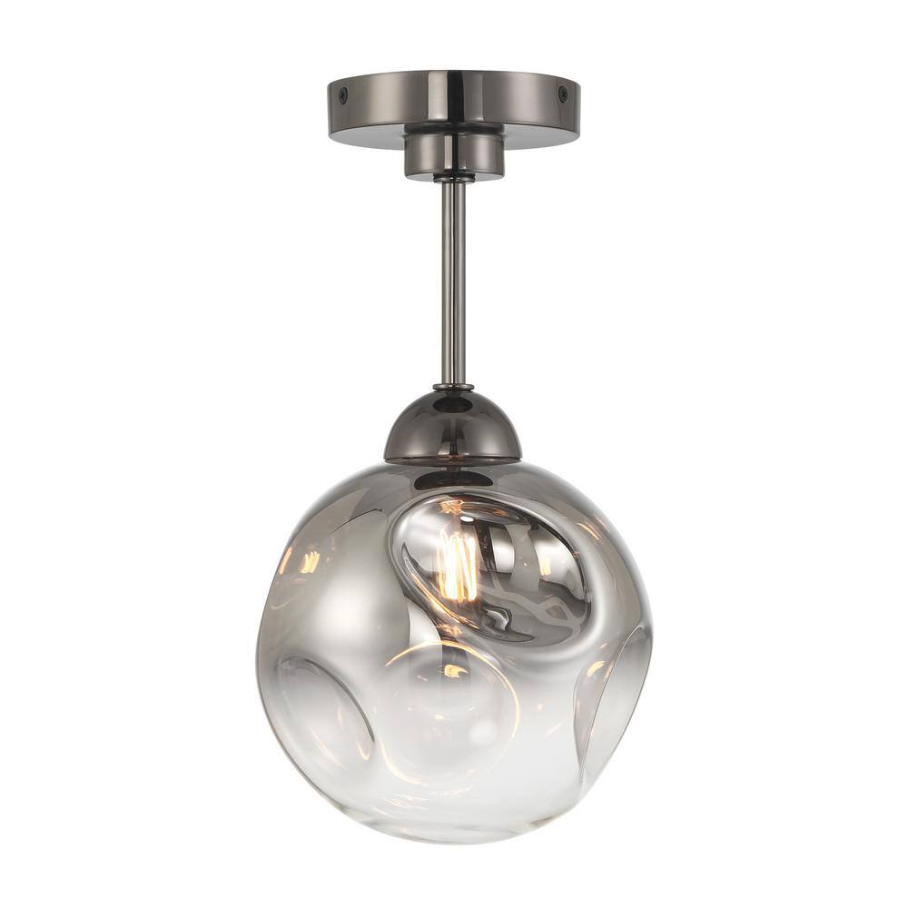 Metropolitan Neveh 8 in. 1-Light Gun Metal Modern Semi-Flush Mount with ...