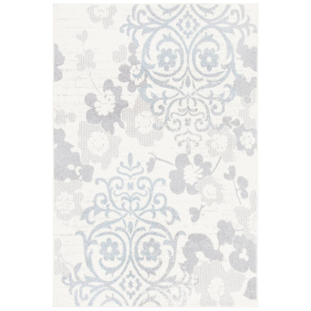 SAFAVIEH Adirondack Ivory/Gray 10 ft. x 14 ft. Floral Damask Area Rug ...