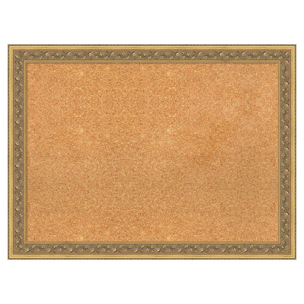 Amanti Art Carter Dark Gold 32 in. x 24 in. Wood Framed Natural Cork ...