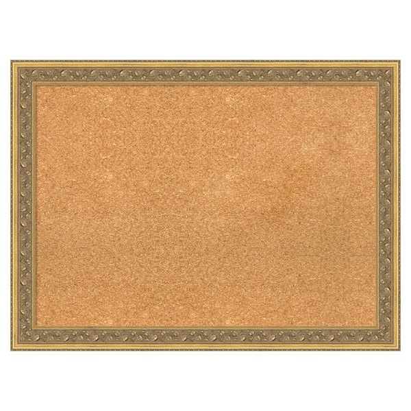 Amanti Art Carter Dark Gold 32 in. x 24 in. Wood Framed Natural Cork ...