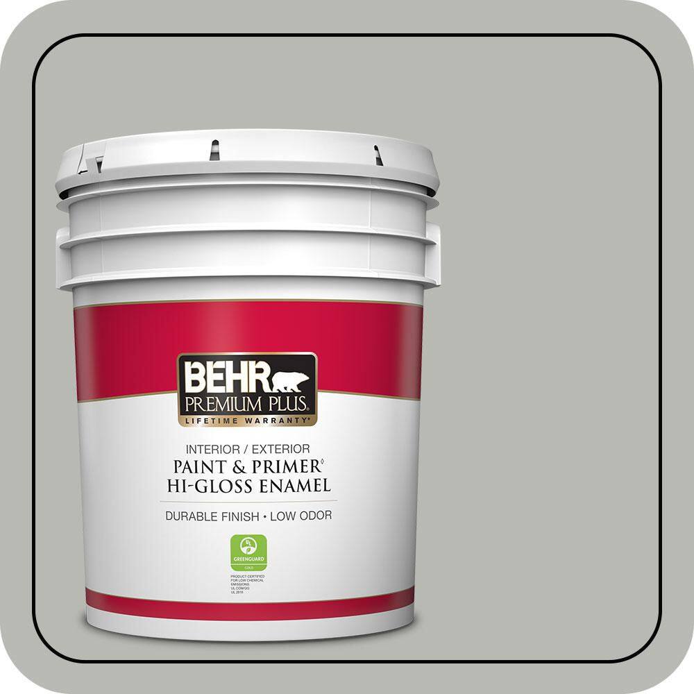 BEHR PREMIUM PLUS 5 gal. #PPU18-11 Classic Silver Hi-Gloss Enamel ...