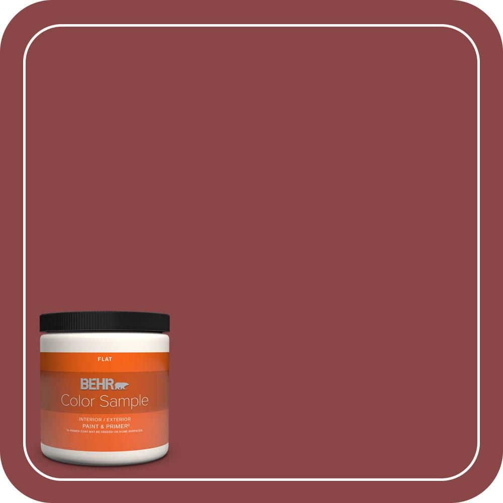 BEHR PREMIUM PLUS 8 oz. #PPU1-10 Forbidden Red Flat Interior/Exterior ...