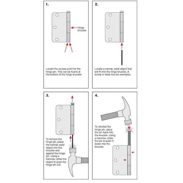 Everbilt 4 in. x 5/8 in. Radius Matte Black Squeak-Free Door Hinge ...