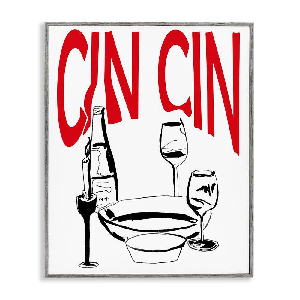 Stupell Industries Cin Cin Wine Glasses by Melissa Wang Gray Framed ...