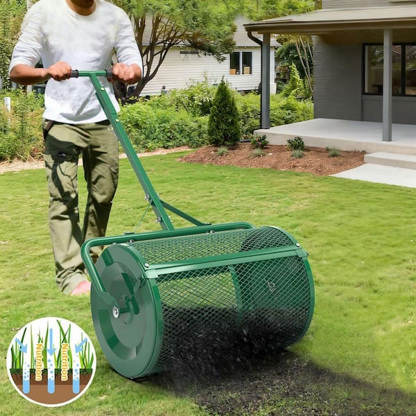 SEEUTEK 24 in. Green Compost Handheld Spreader Peat Moss Spreader, Lawn ...