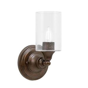AFX Austin 6 in. 1-Light Bronze Wall Sconce with Steel Shade ...