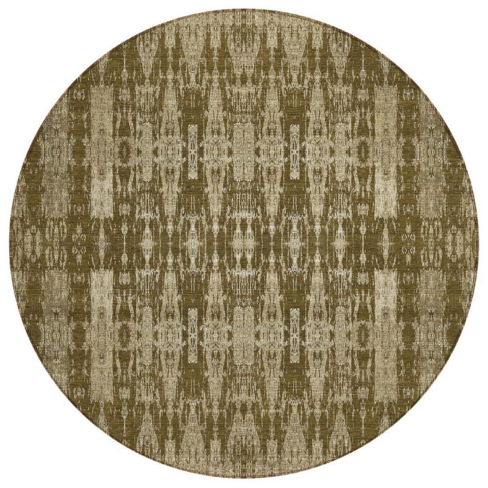 HomeRoots Chocolate, Taupe, Beige 8 Round ft. Woven Moroccan Polyester ...