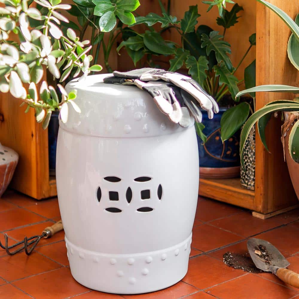 Red Lantern White Ceramic Garden Stool BW-GARDEN1-WHT - The Home Depot