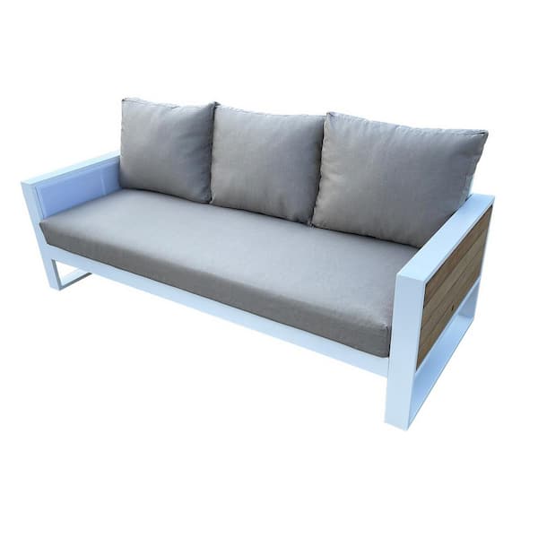 HiGreen Outdoor Denver Aluminum Outdoor 3-Seat Sofa Couch with Acrylic ...