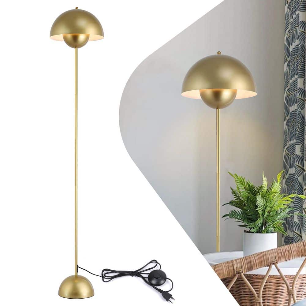 Zompoo Modern 63 in. 1-Light Gold LED Dome Reflecting Standard Floor ...