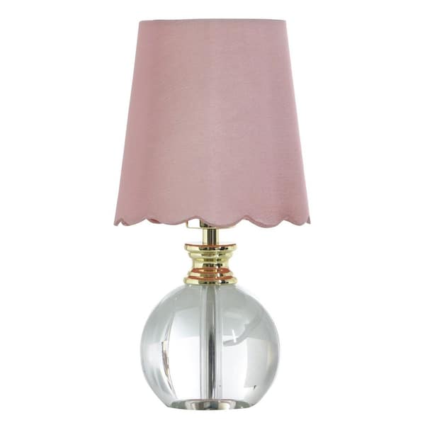 StyleCraft Beatrice 14 in. Clear Table Lamp with Pink Linen Shade ...