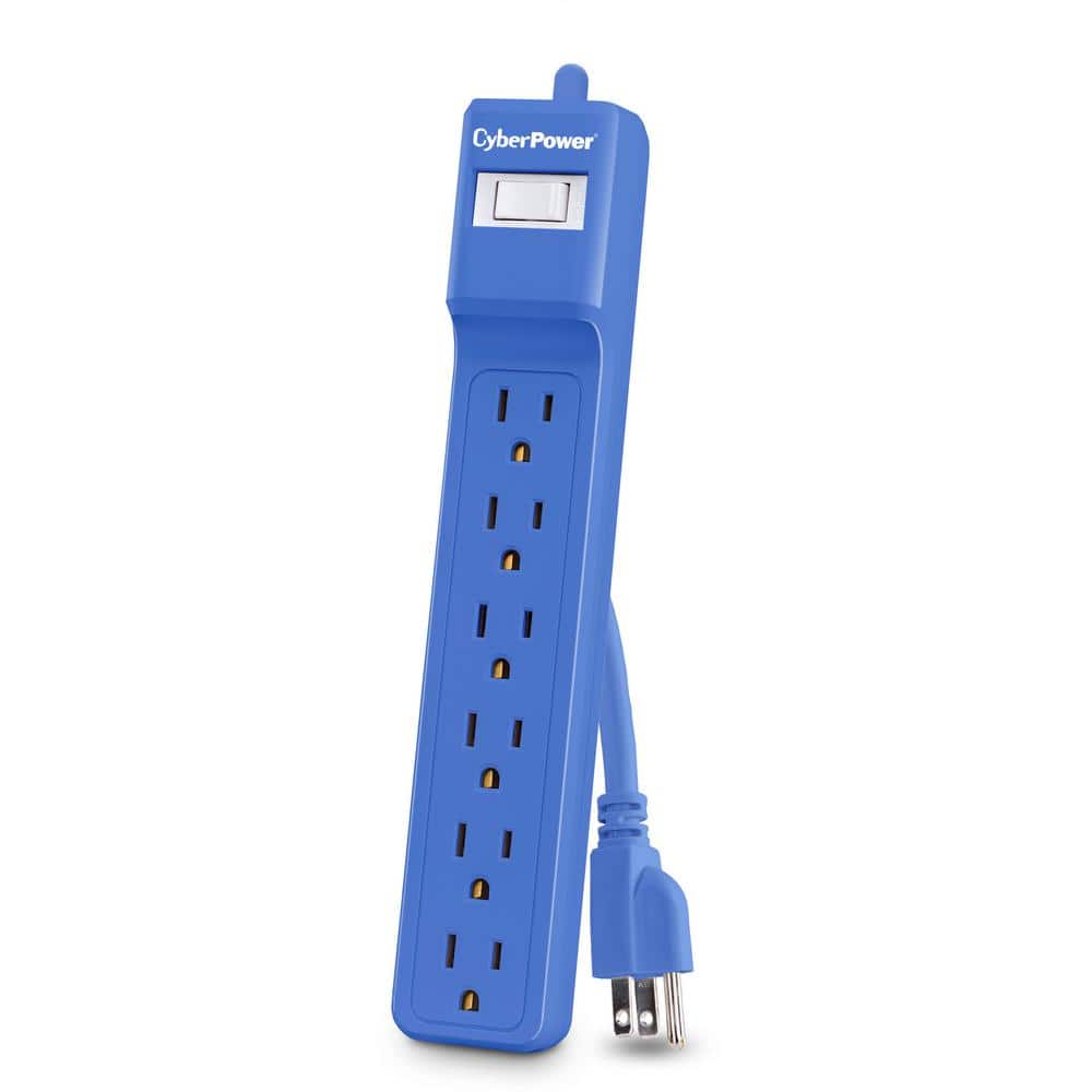 CyberPower 2 ft. 500J 6-Outlet Surge Protector B602RC1DBL - The Home Depot